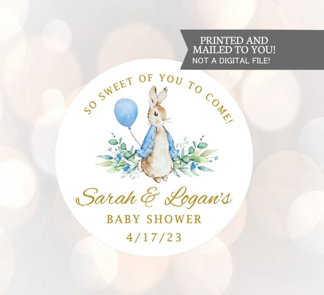 Peter Rabbit Stickers, BUNNY Theme, Baby Shower, Birthday Party, Thank ...