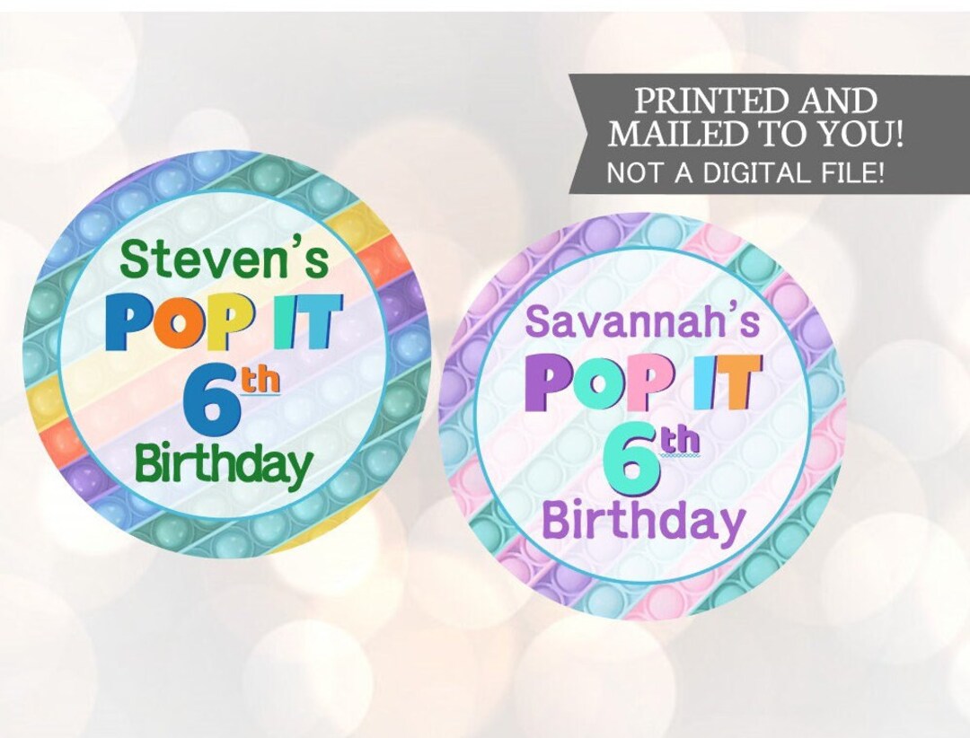 Pop It Stickers, Birthday Party Pop It Party, Fidget Toy , Pop It ...