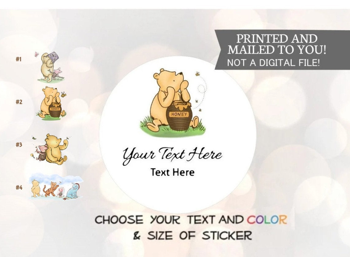 Classic Winnie the Pooh Baby Shower, Round Favor Stickers, Eeyore ...