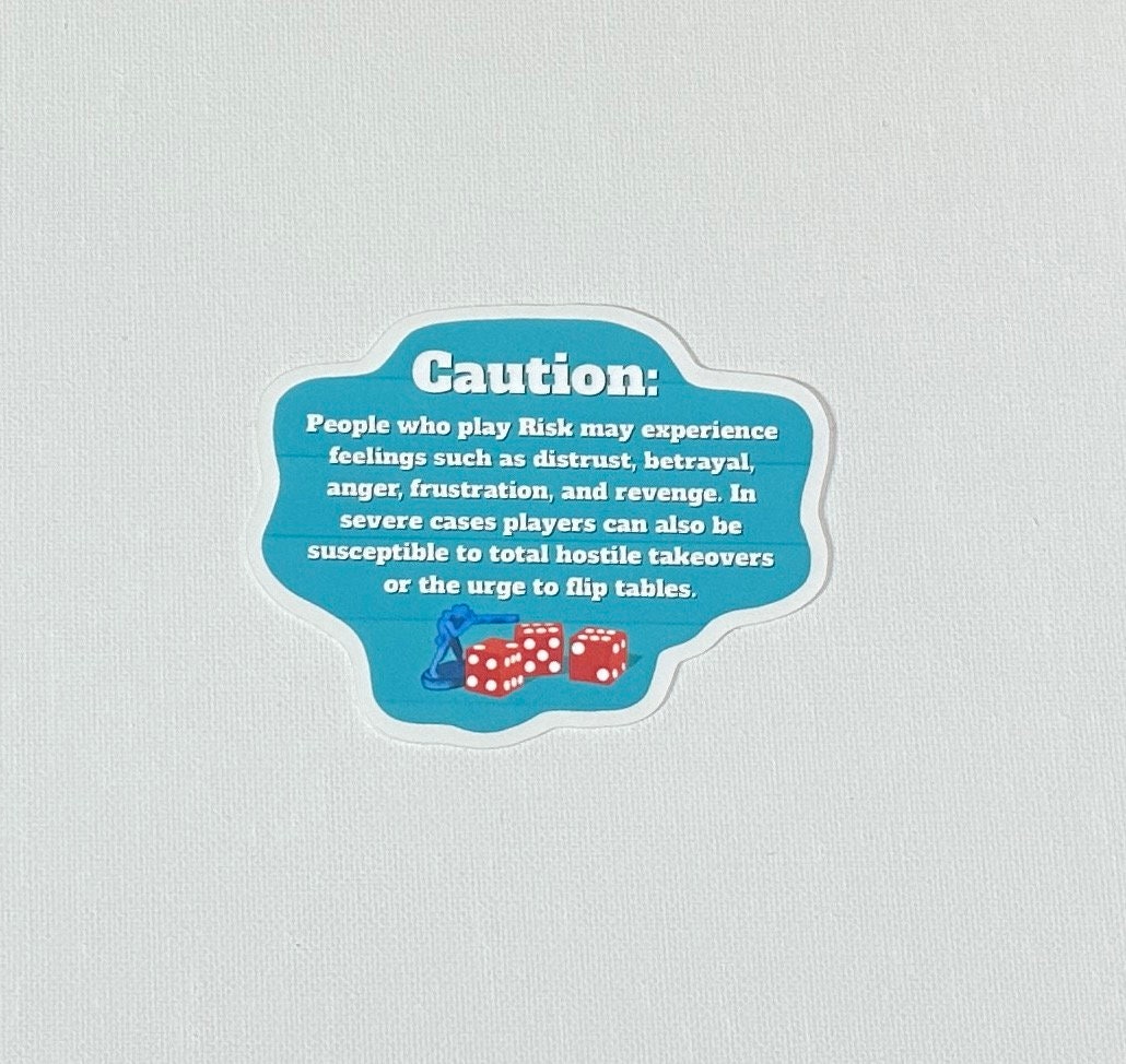 Caution | Funny Risk Board Game Sticker | Durable Vinyl Plastic ...