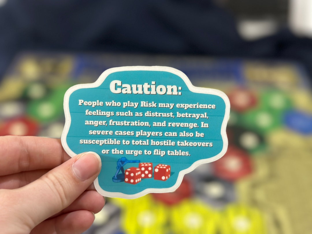 Caution | Funny Risk Board Game Sticker | Durable Vinyl Plastic ...