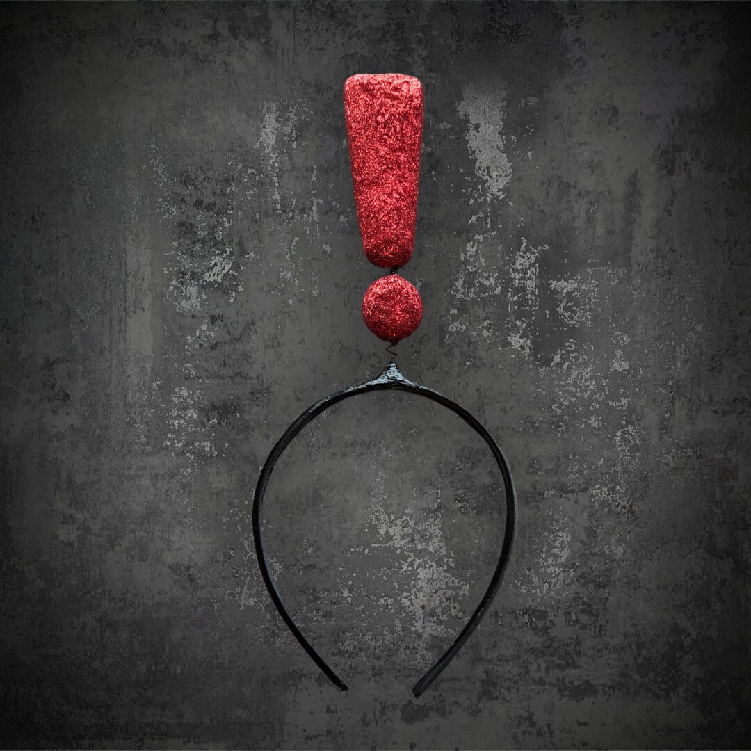 Red Glittery Exclamation Mark on Spring - Mounted on Thin Black ...