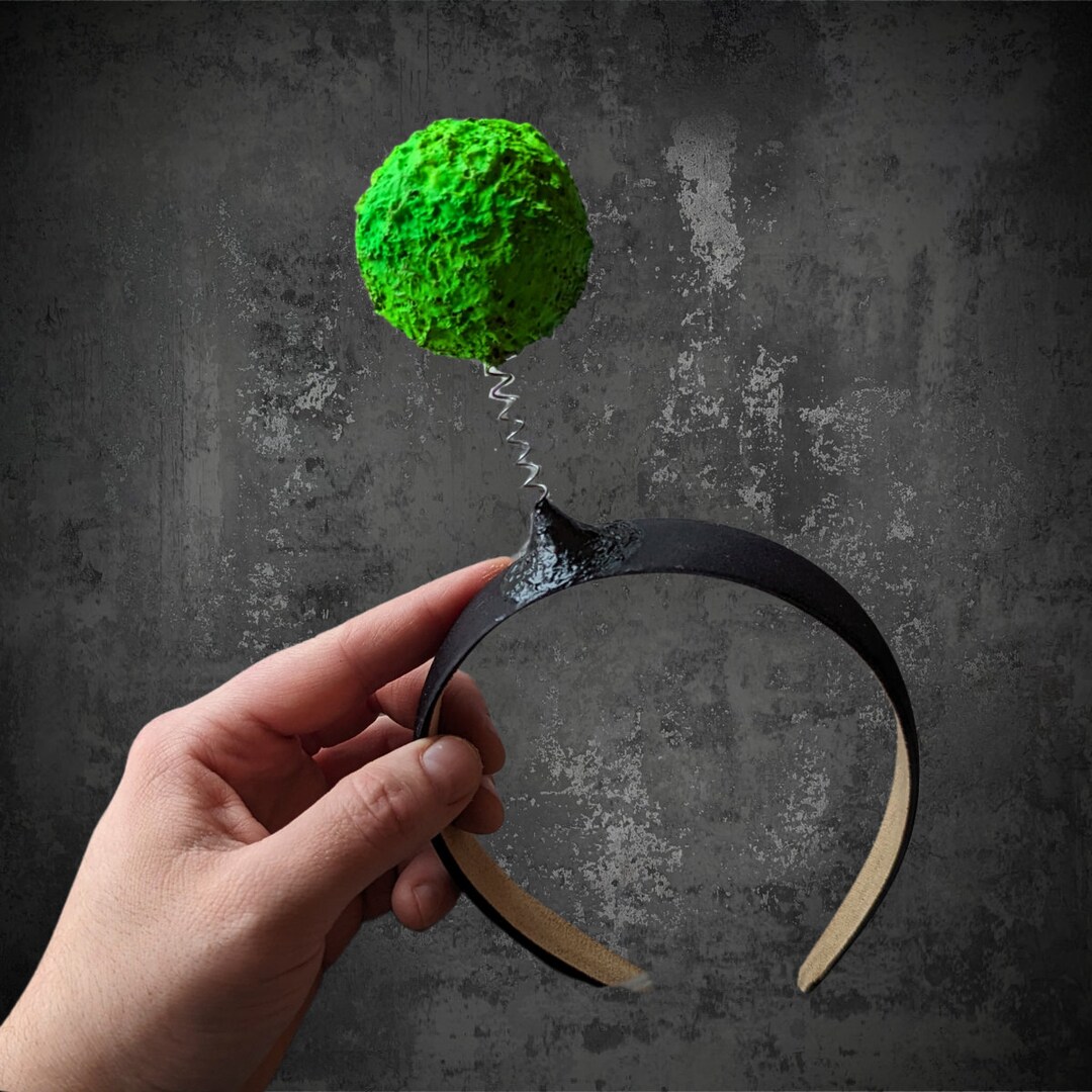 Glowing Moss Ball Headband ACNH Neon Green Uv/blacklight Reactive Wide ...