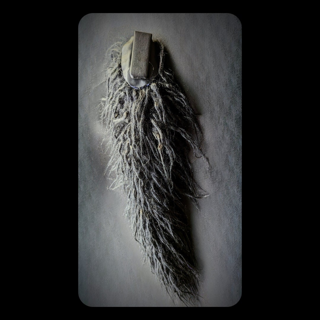Fluffy Flow Tail in Shaggy Black Faux Fur Clip on Furry/raver/therian ...