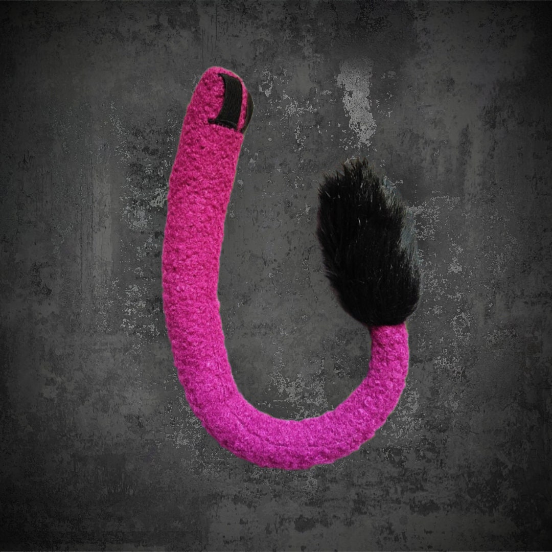 Slender Flow Tail in Magenta Boucle W Black Faux Fur Tuft Belt Loops ...