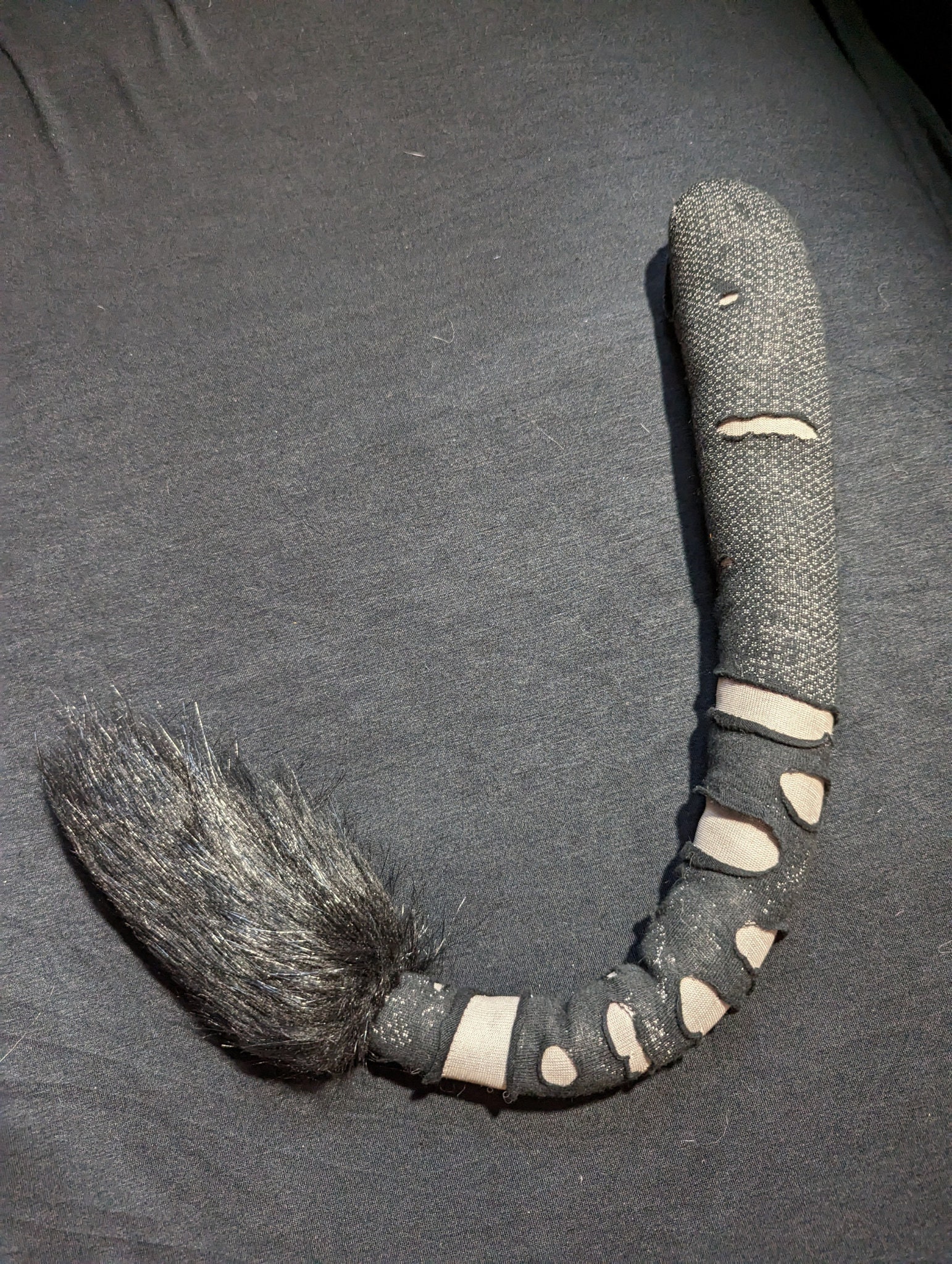 Tufted Flow Tail-ragged Fabric & Black Faux Fur-furry/festival - Etsy