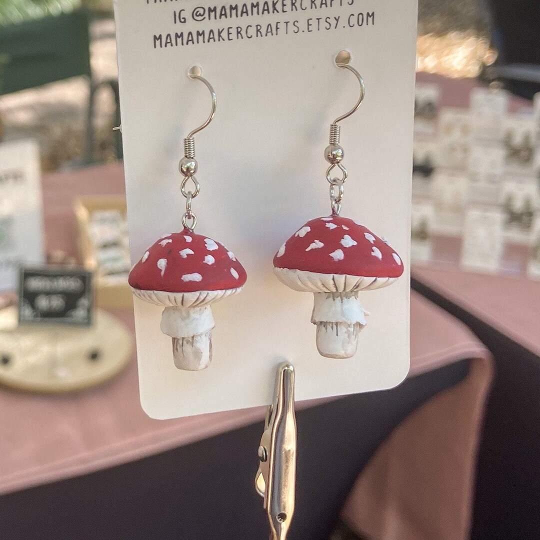 Amanita Muscara Earrings | Clay Mushroom Earrings | Mini Mushroom ...