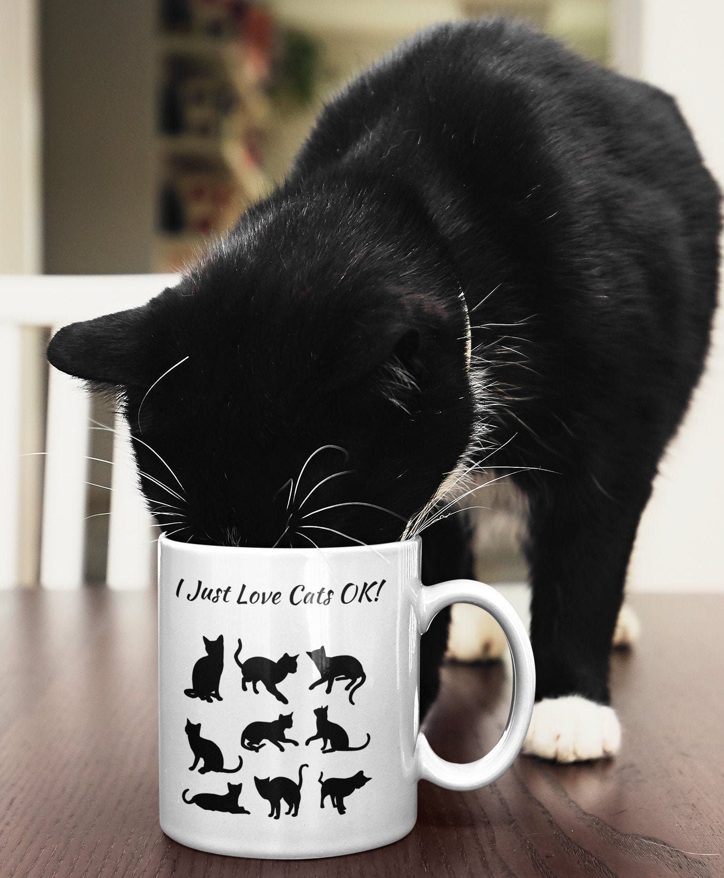 I Just Love Cats Ok Cute themed Cat Meme Coffee Mug Birthday | Etsy