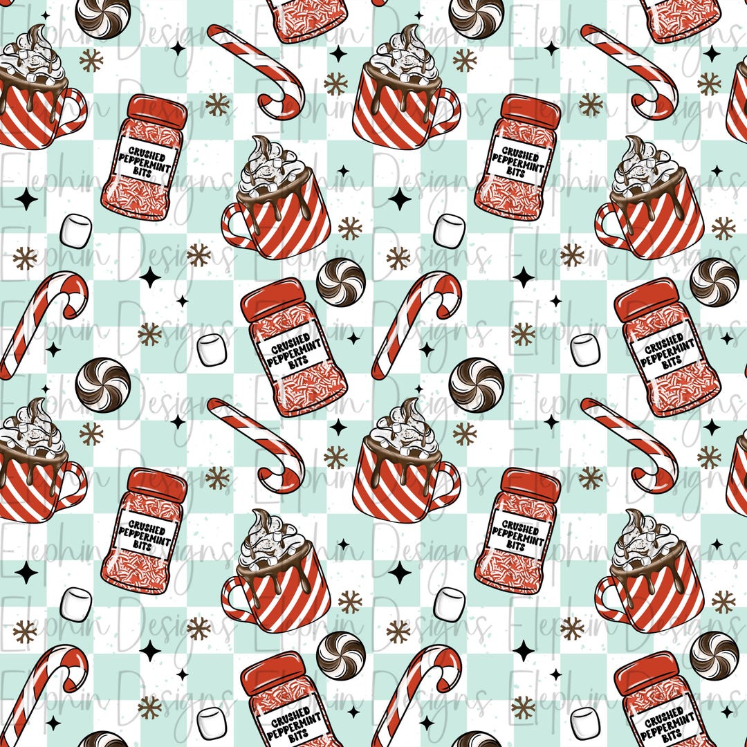 Peppermint Seamless Pattern Vinyl - Etsy