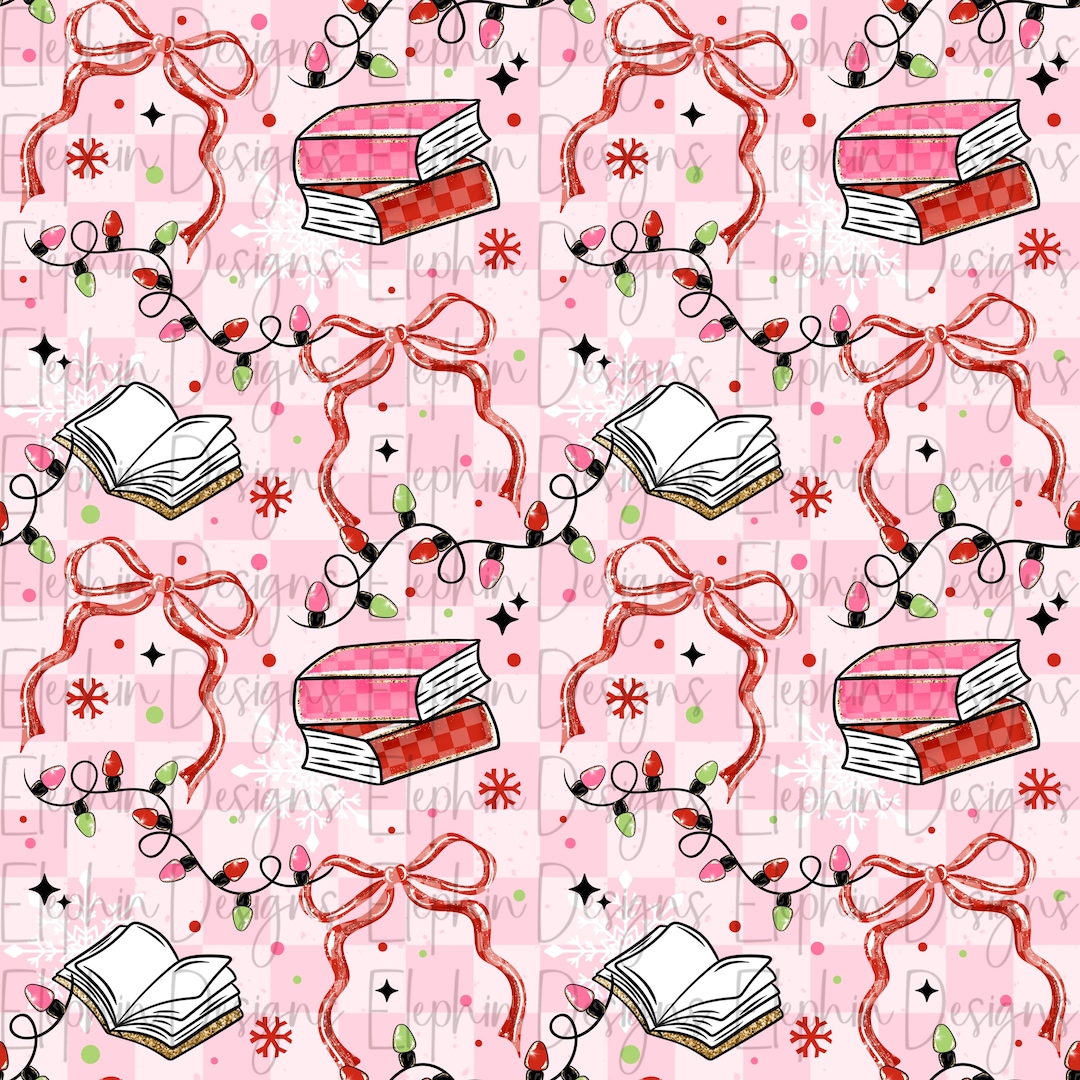 Merry Bookmas Seamless Pattern Vinyl - Etsy