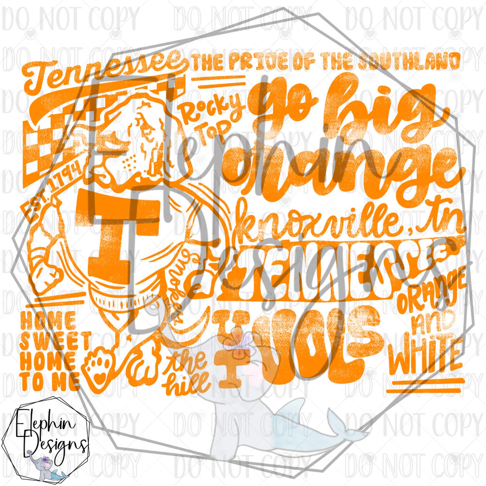 Tennessee Vintage Collage Football Sublimation Transfer | Ready to ...