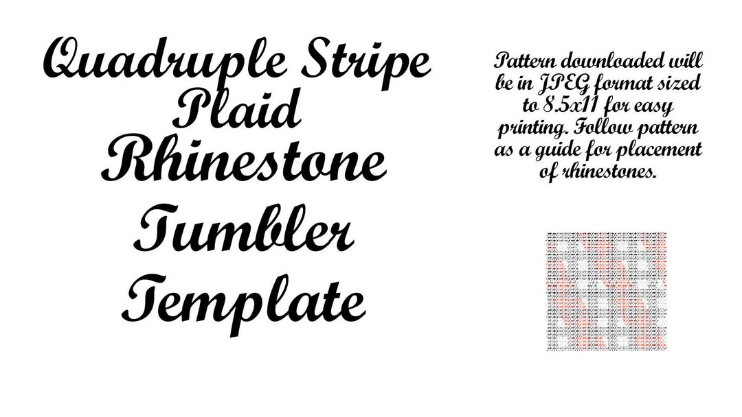 Rhinestone Tumbler Quadruple Buffalo Plaid Pattern TEMPLATE - Etsy