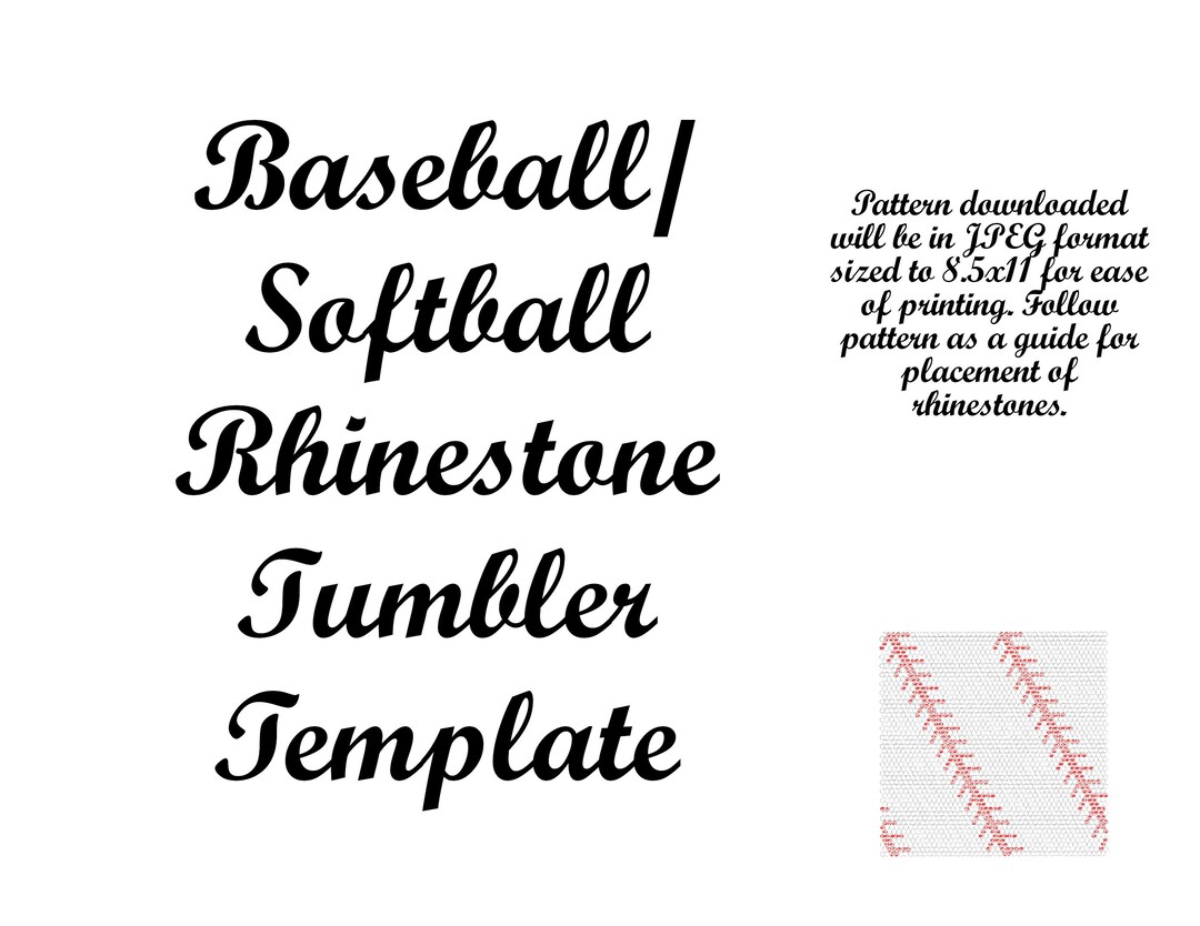 Rhinestone Tumbler Baseball Pattern TEMPLATE - Etsy
