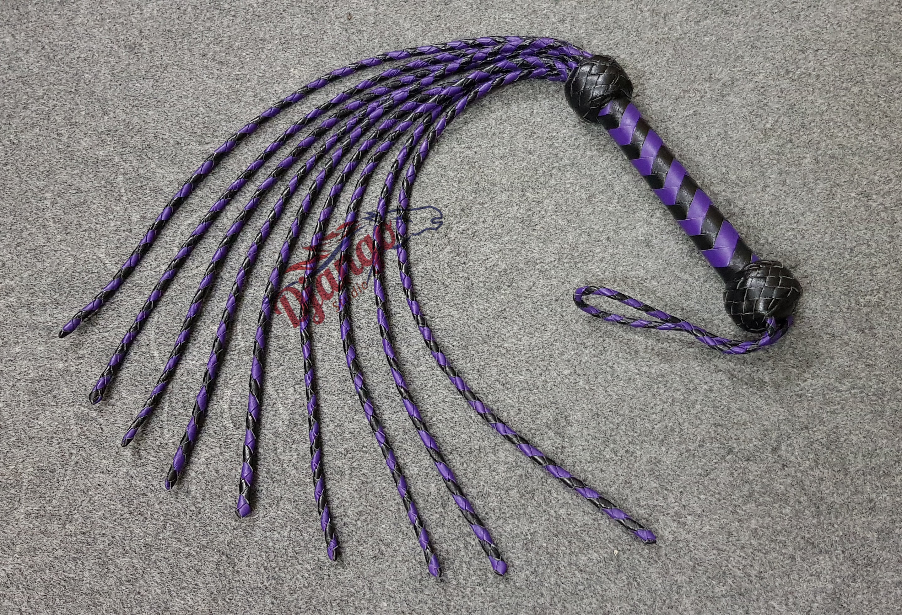 Cat-o-nine Tails Genuine Thick Beautiful Leather Pink, Black, Purple ...