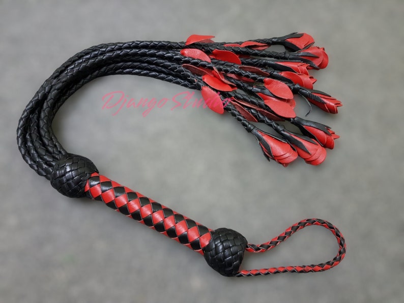 Cat-o-nine Tails Genuine Thick Premium Leather Flogger Whip Roses ...