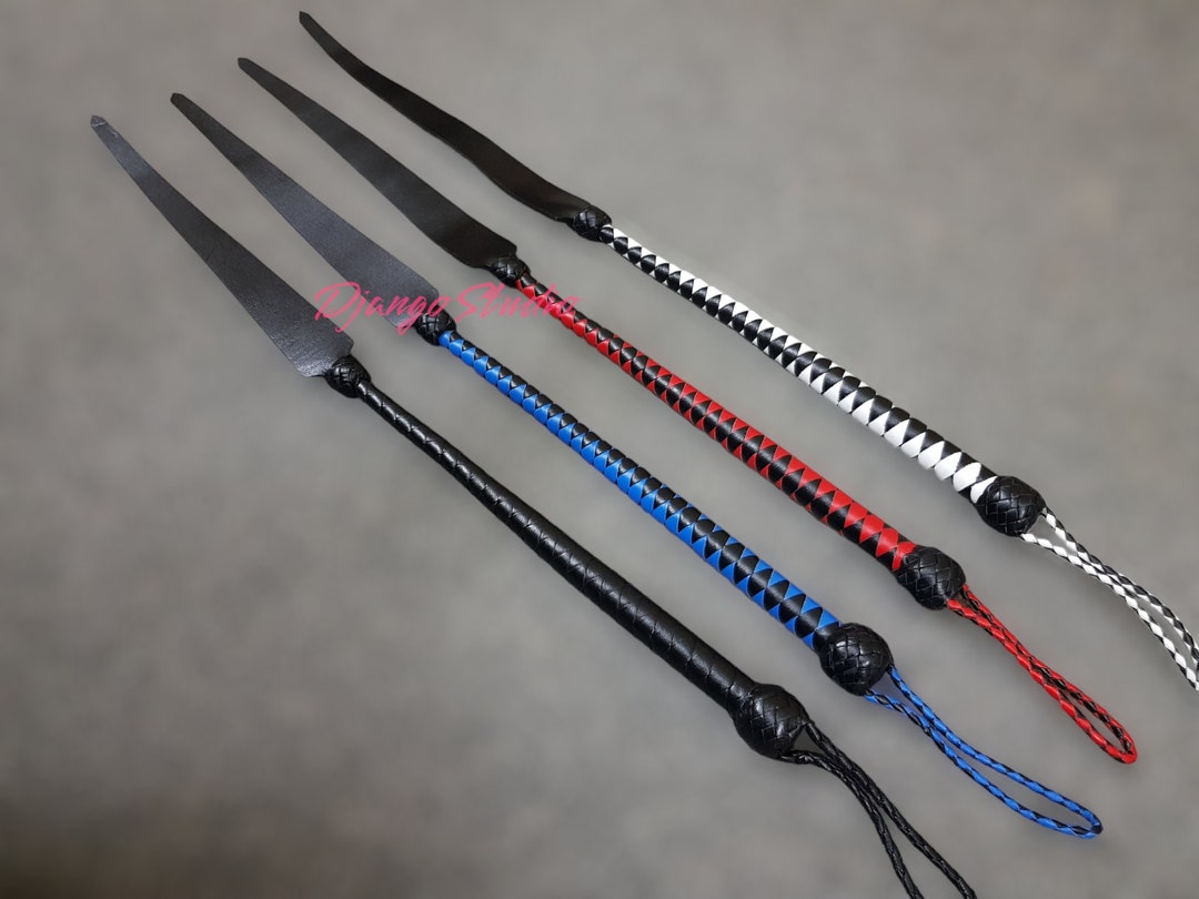 Genuine Heavy Duty Cowhide Top Grain Original Leather Whip Flogger 3 ...