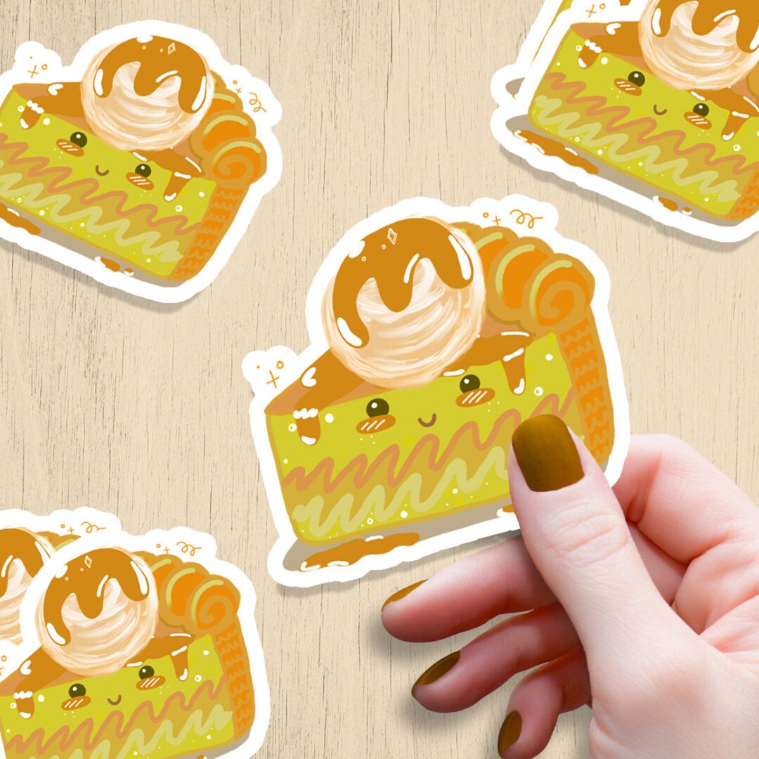 Caramel Cute Kawaii Ice Cream Scoop Pie Cake Slice Sticker - Etsy