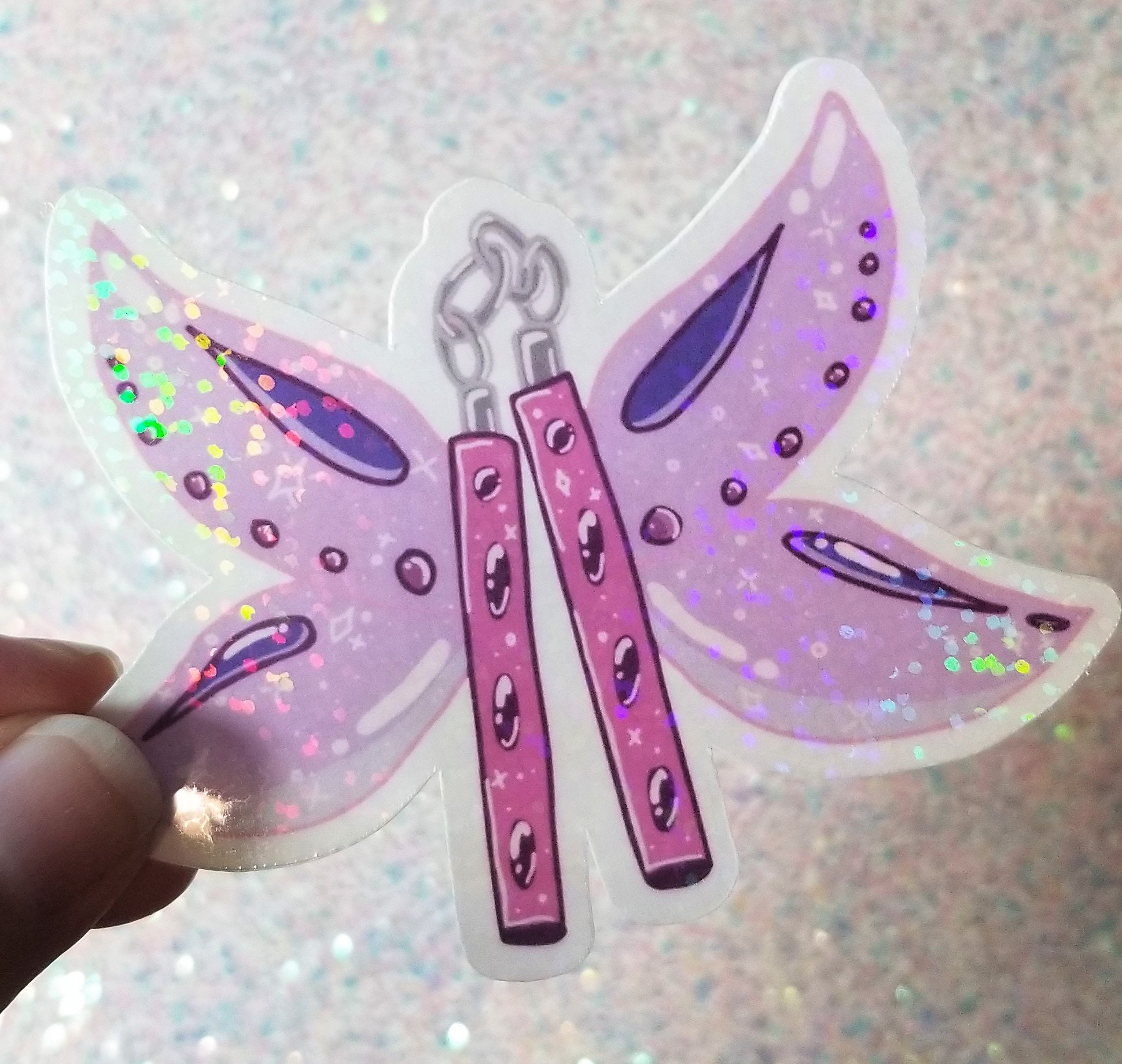 Mythical Kawaii Pink and Purple Fairy Nunchucks Sticker - Etsy