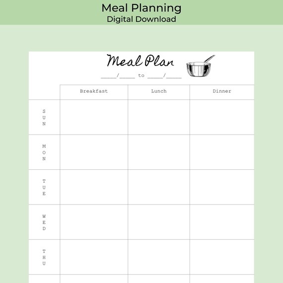 Farmhouse Printable Meal Planner Digital Download | Etsy