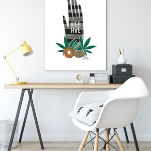 Printable Marijuana Art Print High Five Cannabis Poster Dorm Room ...