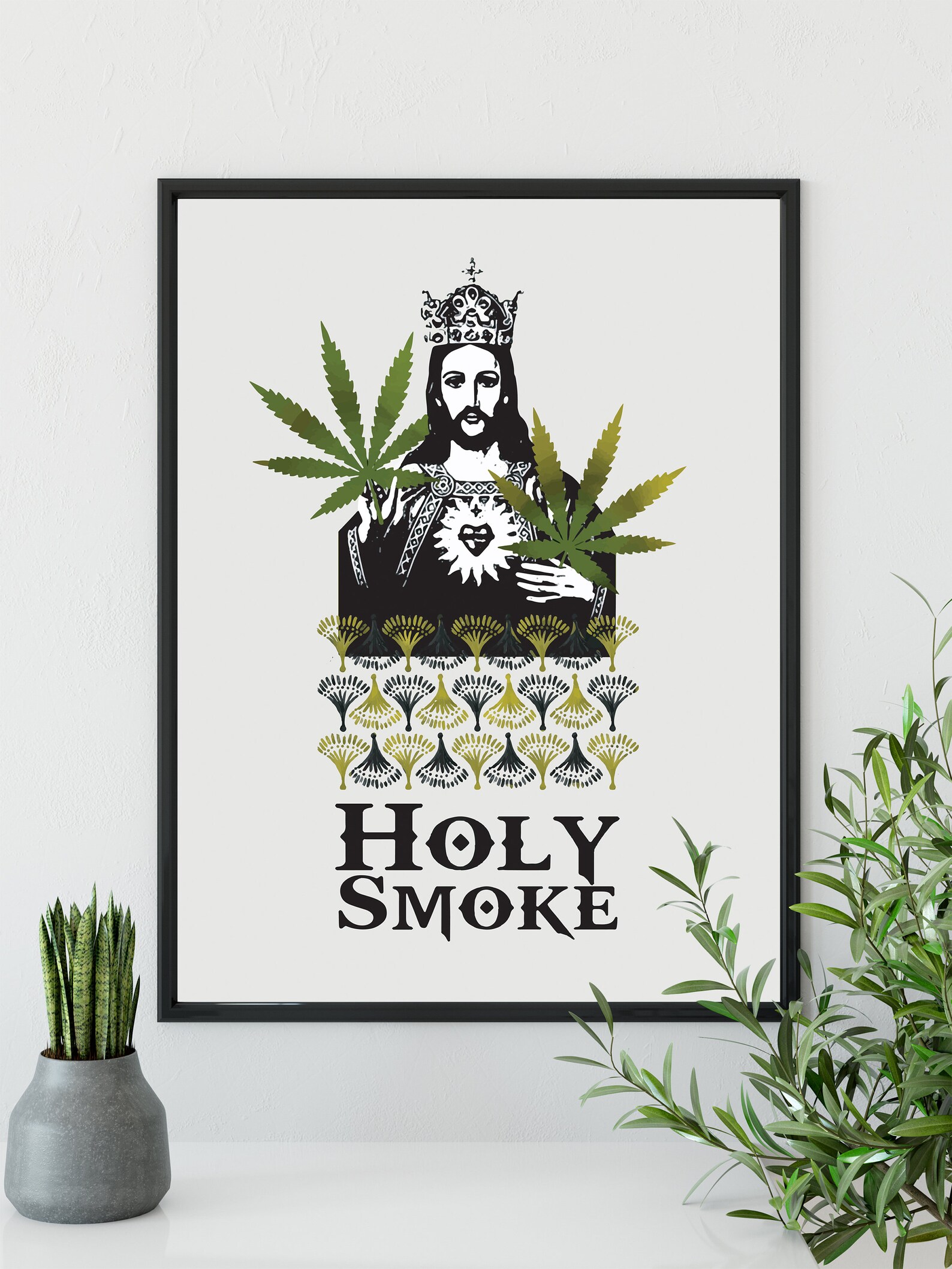 Printable Jesus Marijuana Wall Art Funny Religious Saying Cannabis ...