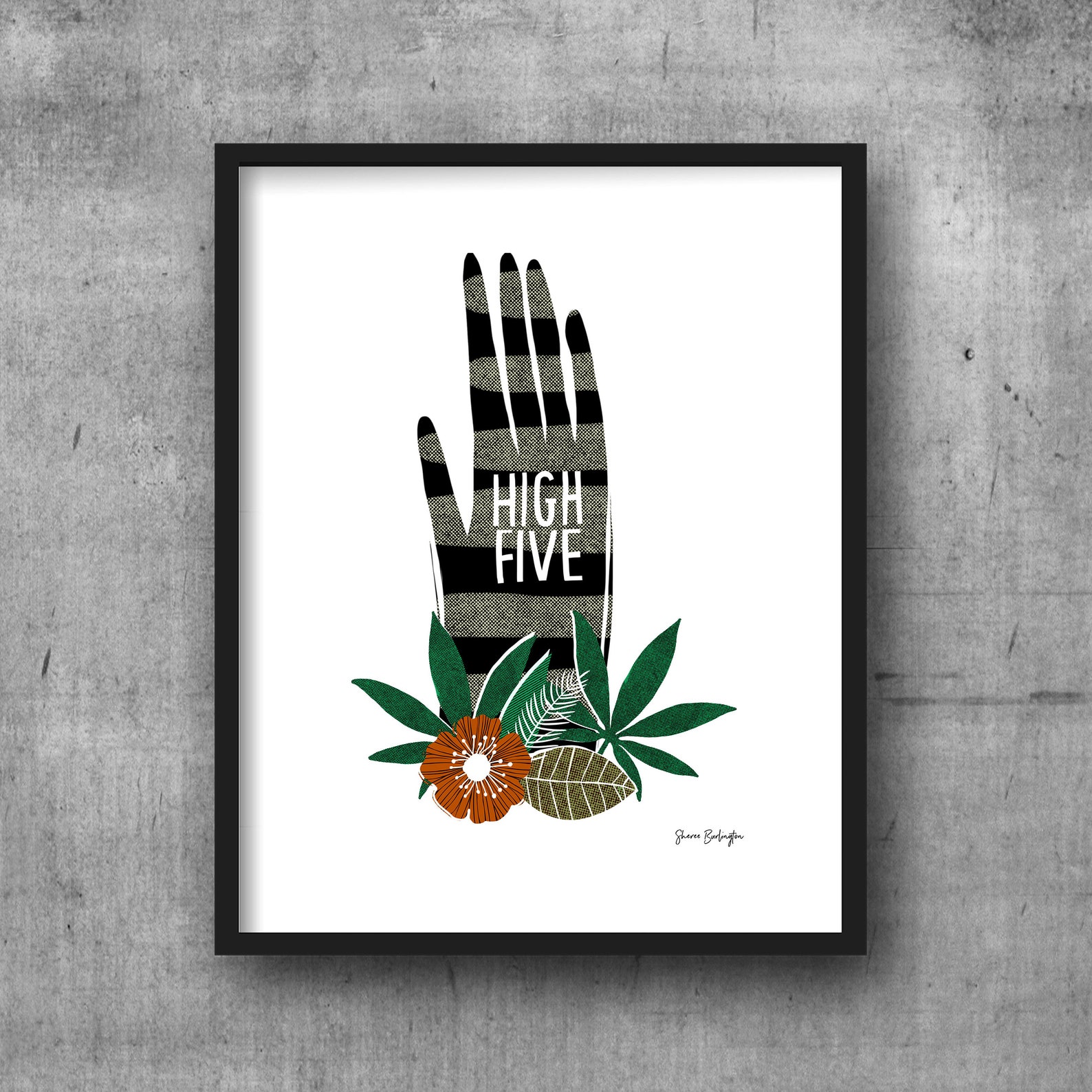 Printable Marijuana Art Print High Five Cannabis Poster Dorm Room ...