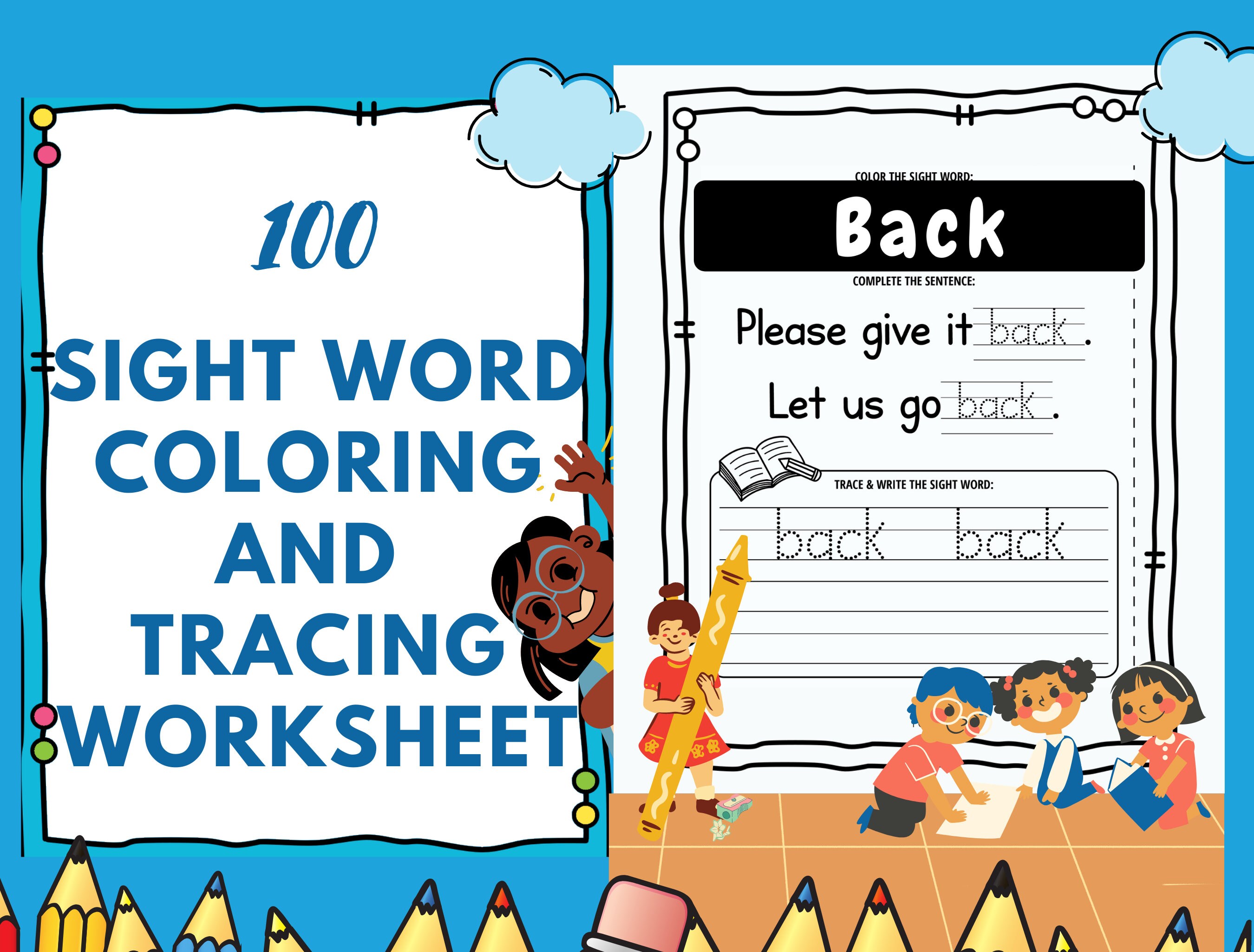 100 Sight Word Coloring and Tracing Worksheet,high Quality ...