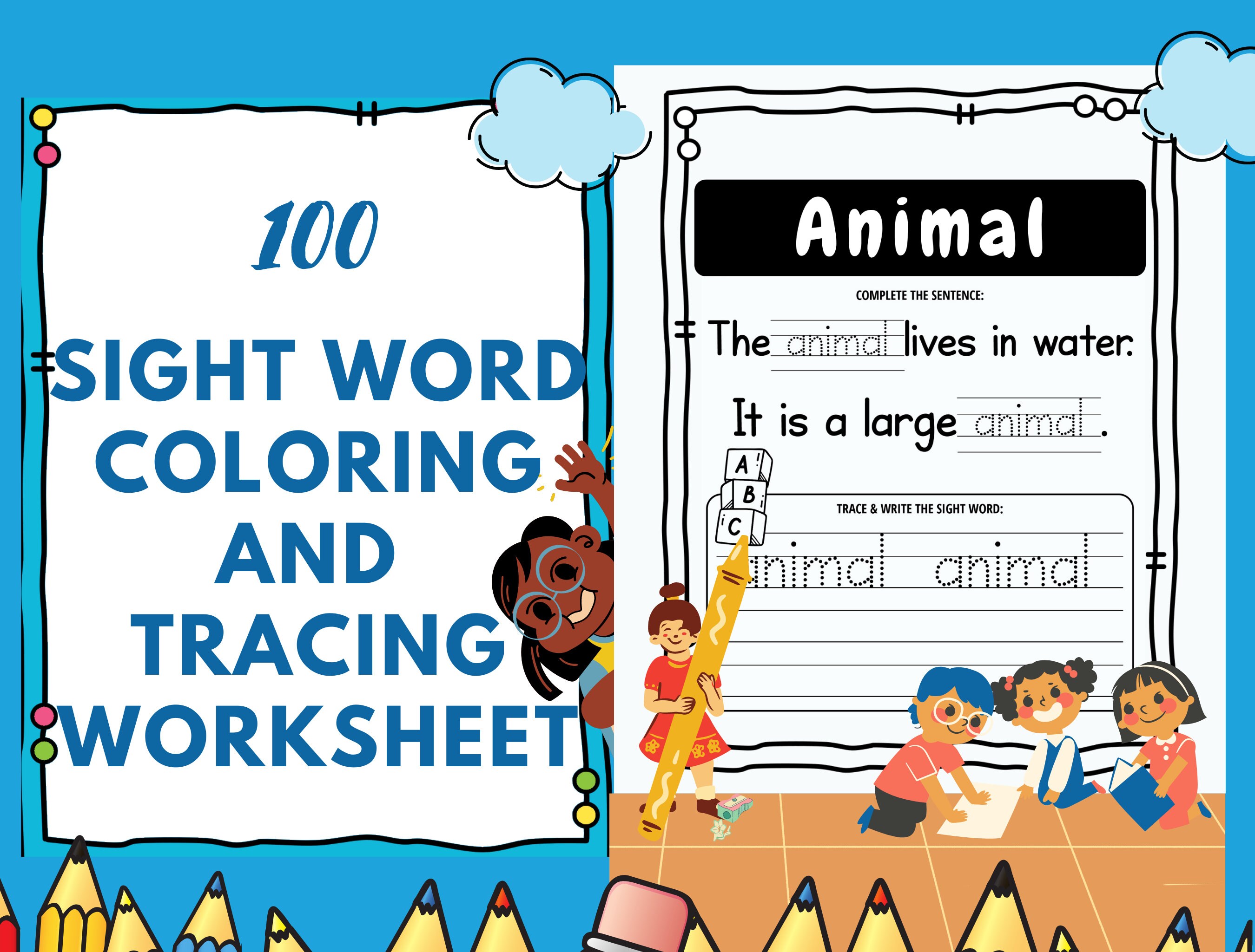 100 Sight Word Coloring and Tracing Worksheet,high Quality ...