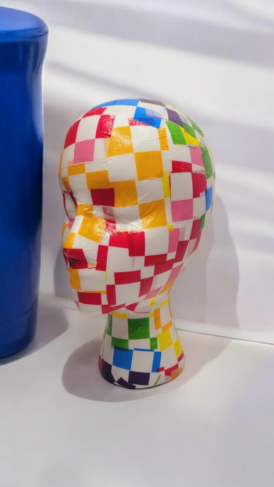 Checker Pattern Decoupage Mannequin Head: Wig/hat Display - Etsy