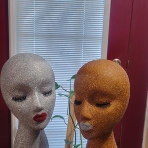Mannequin Head| Wig Holder| Display Stand| Silver Sparkly Styrofoam ...