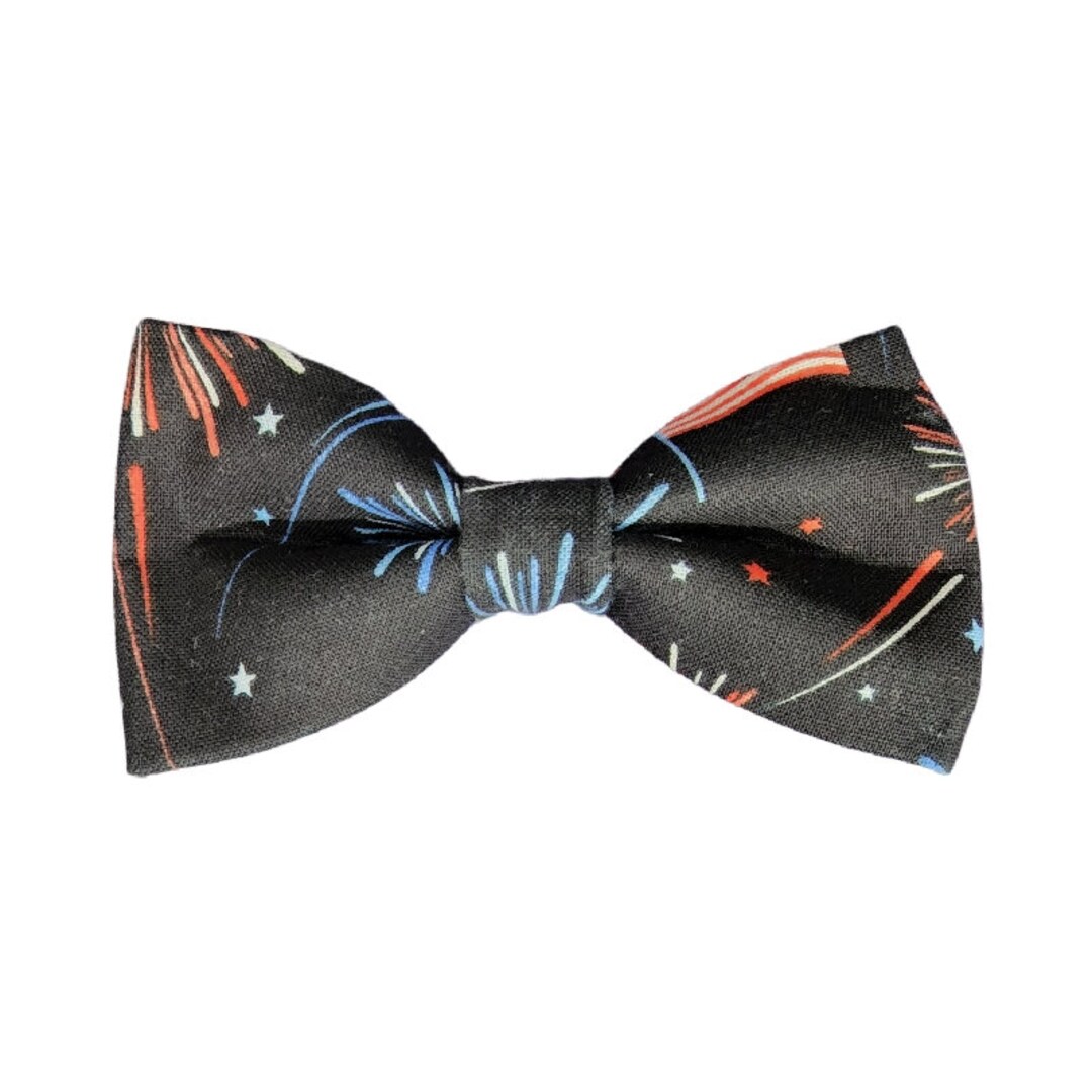 Patriotic Black Fireworks Bow for Pets - Etsy