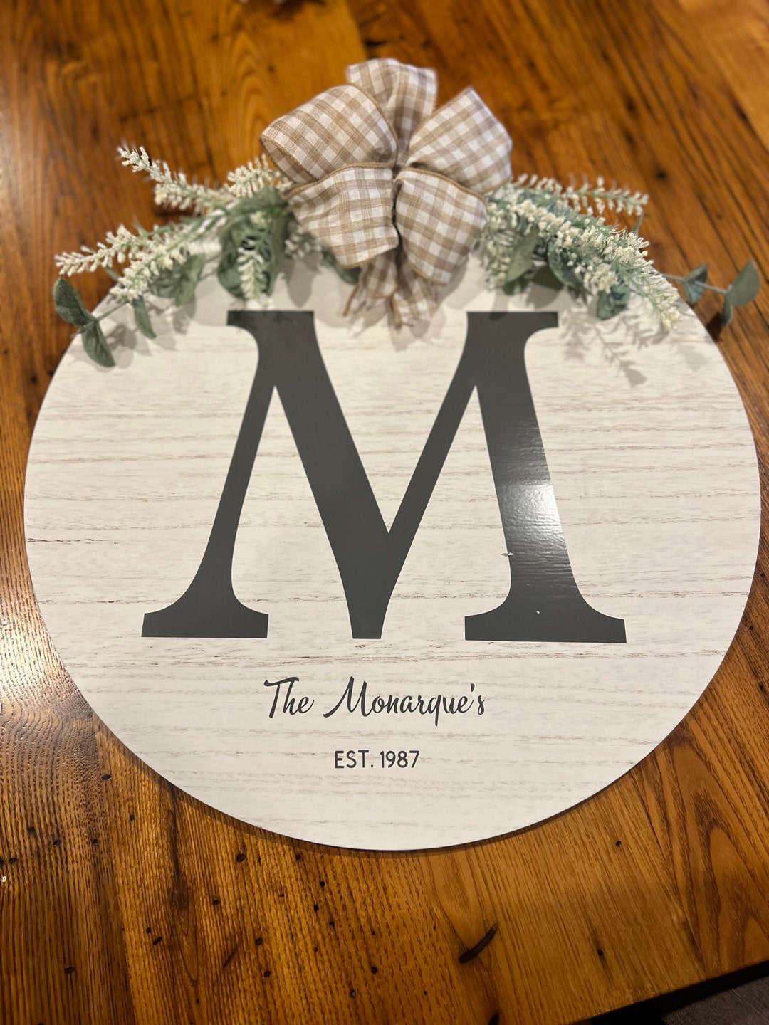 Custom Hanging Wood Sign With Custom Vinyl, Bow and Floral - Etsy