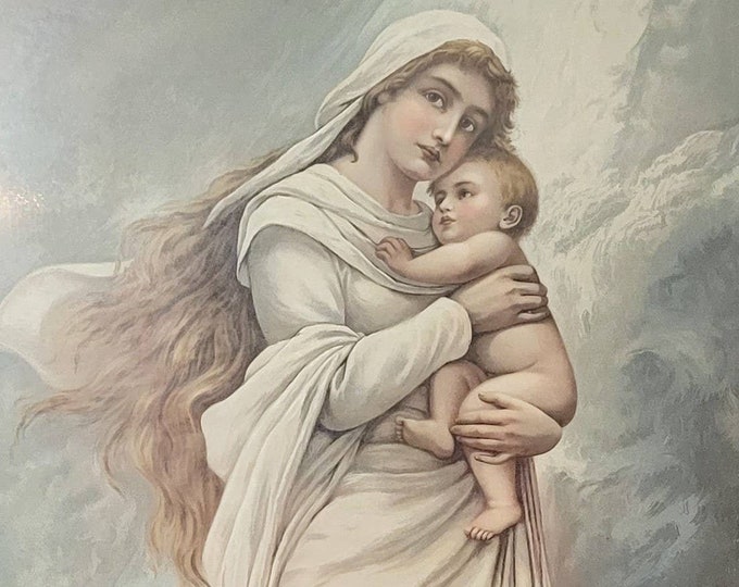 1894 "a Vision" Mother Mary Baby Jesus Madonna & Child Lithograph Baron ...