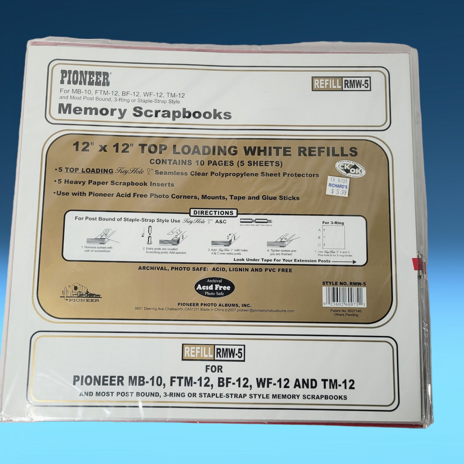 New Red Pioneer E-Z Load Acid-free 12x12 Memory Book Scrapbook W 20 Top ...