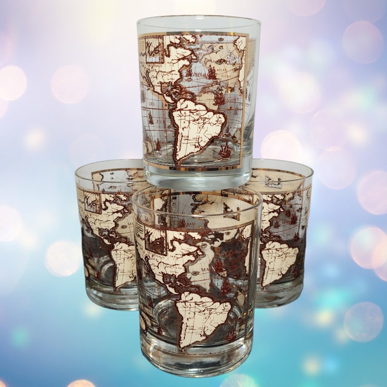 4 Vintage Mid Century Modern Old World America Map nova - Etsy