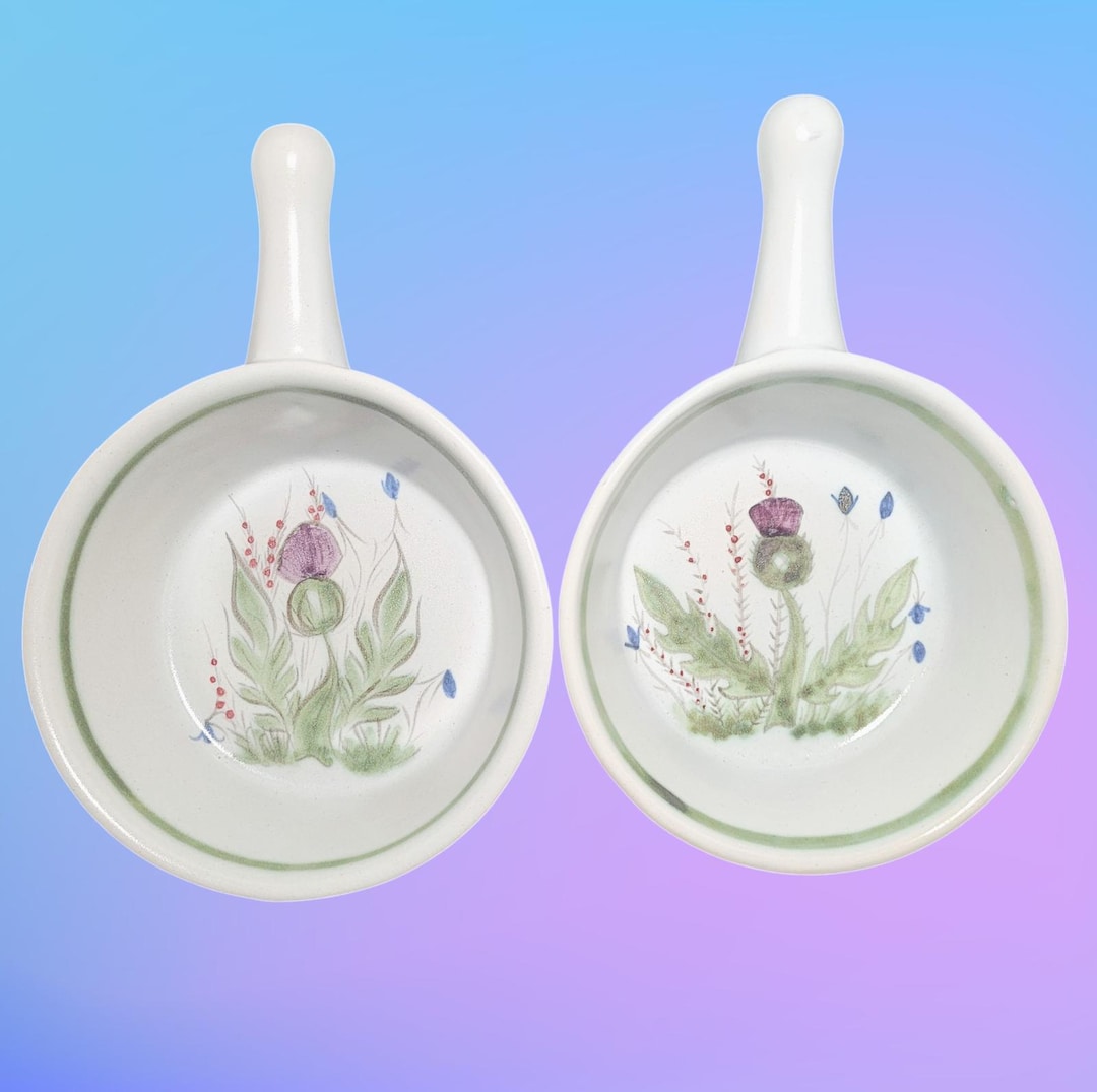 2 Vintage Buchan Pottery Thistle Open Soup Bowl Thistleware Stoneware ...