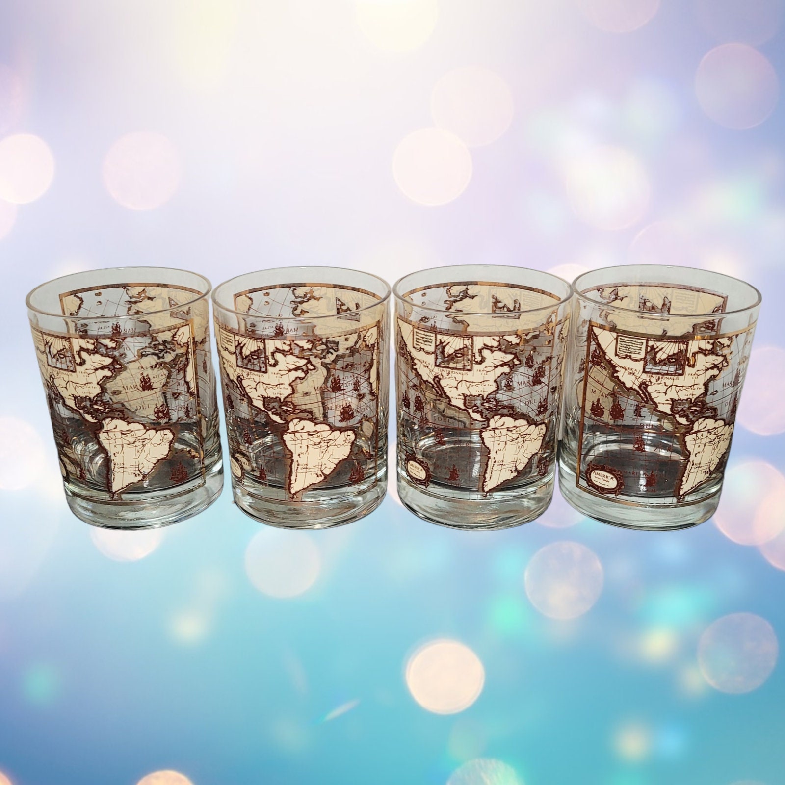 4 Vintage Mid Century Modern Old World America Map nova - Etsy