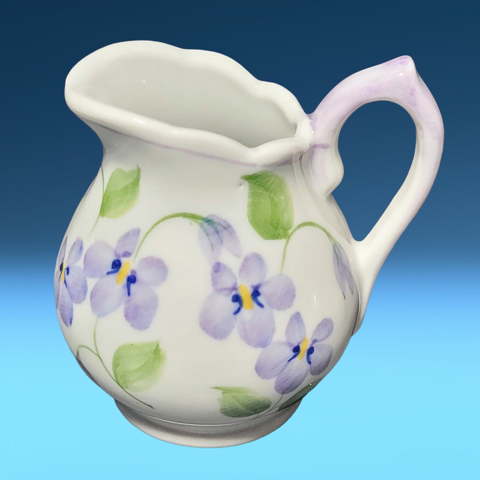 Andrea by Sadek Miniature Porcelain Violets Creamer & Sugar - Etsy