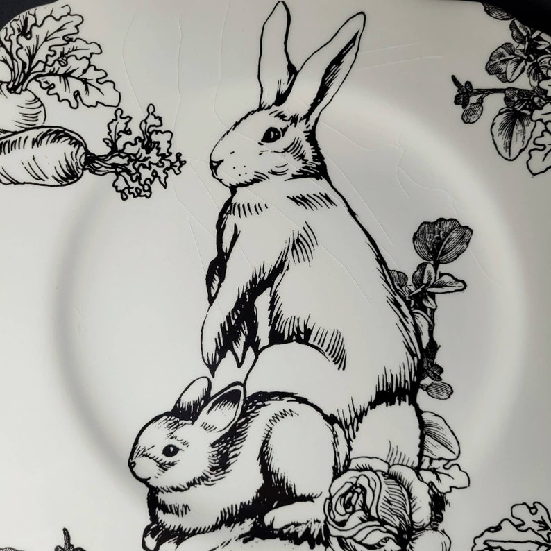 3 Adorable Vintage Barnyard Toile Bunny Rabbit Dessert Luncheon Salad ...