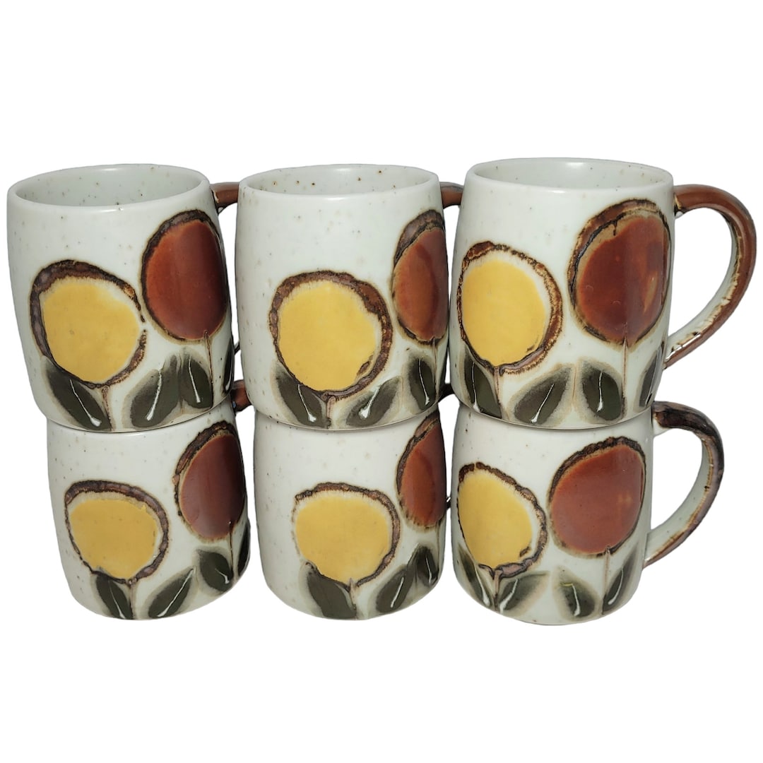 6 1960s Otagiri Mid Century Modern Ceramic Pottery Coffee Cups Tea Mugs ...
