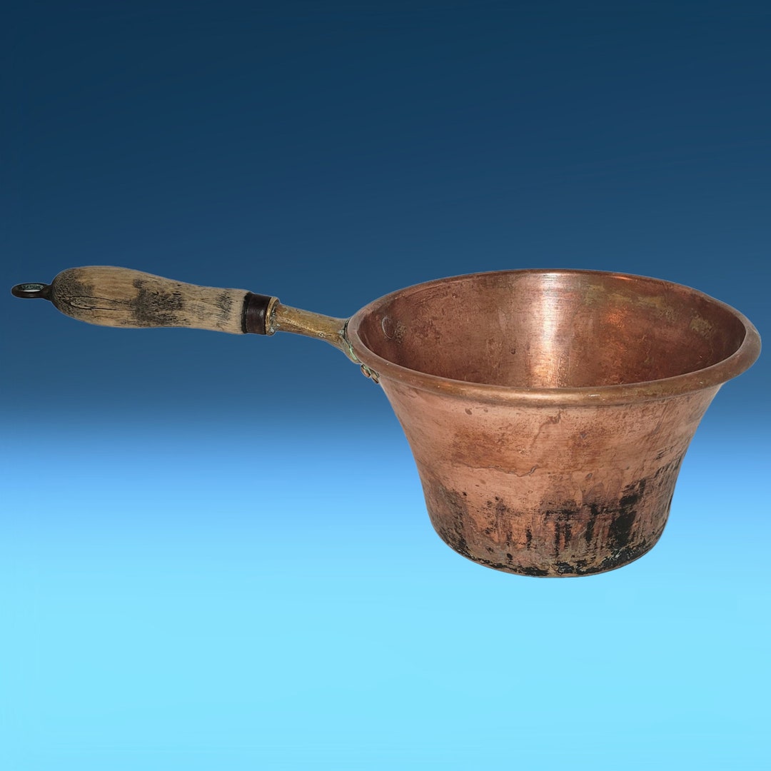 Antique 1800s Copper Pot W Wooden Handle ~shabby Chic ~french Country ...