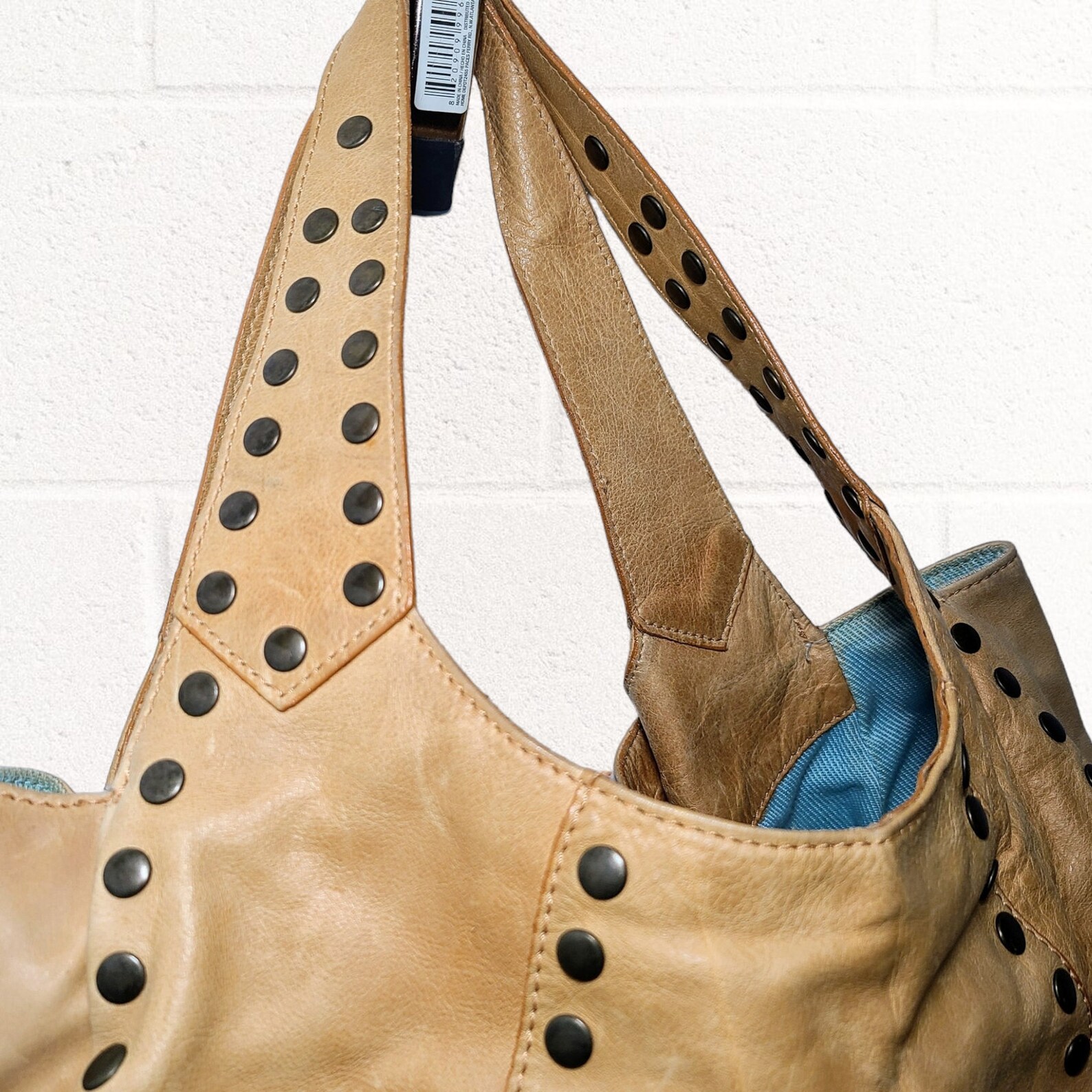 Vintage Maurizio Taiuti Studded Tan Hand Bag Purse Genuine Leather Made ...