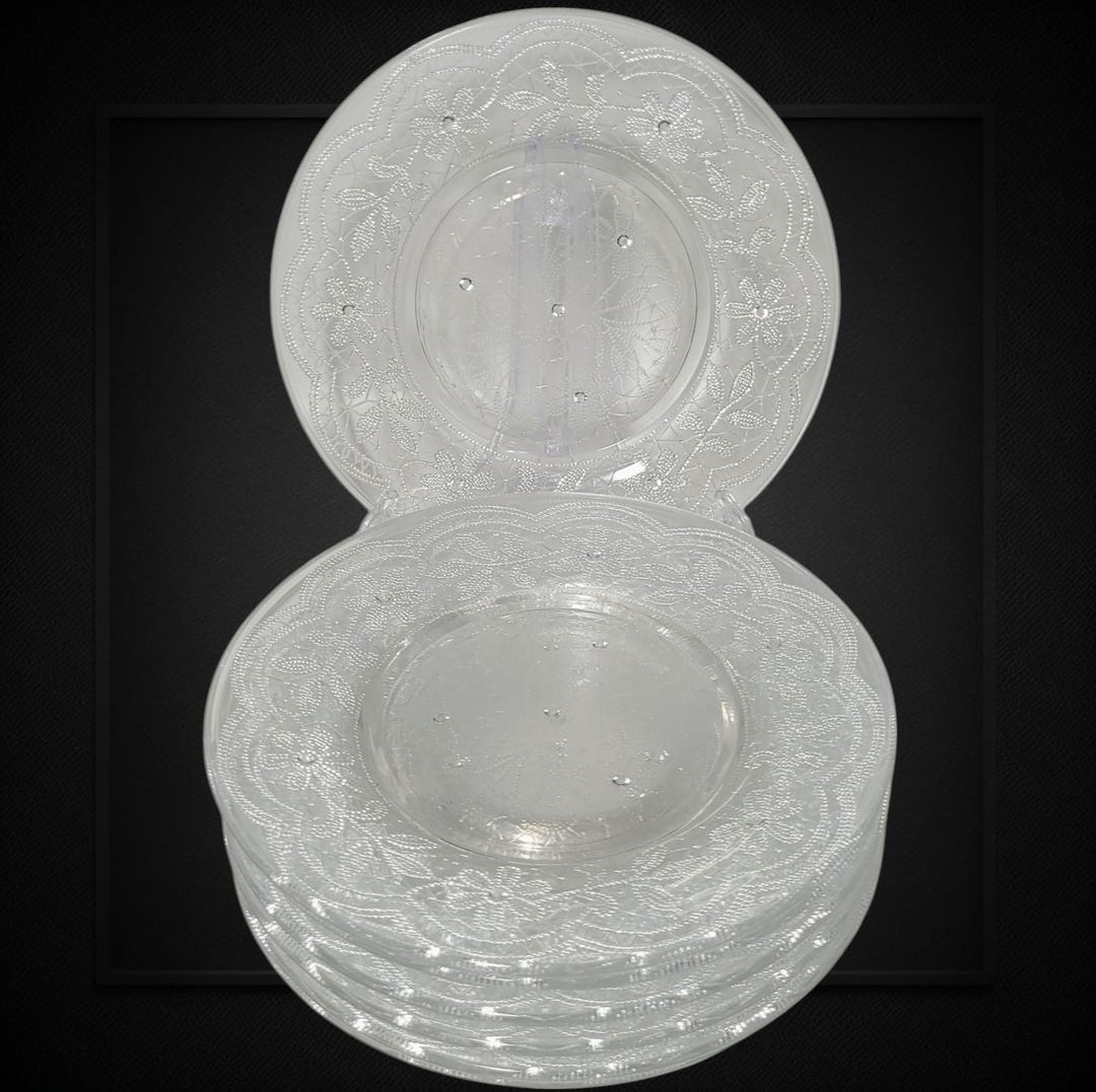 7 Vintage 1950's Daisy & Button Clear Glass ~ Salad Plates ~ Dessert ...