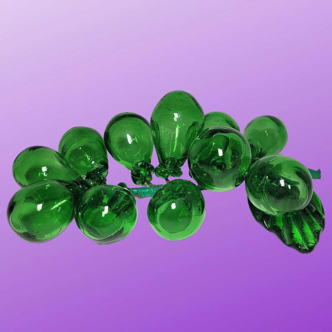 Vintage 1950's Green Glass Grapes Mid Century Modern Decorative Art ...