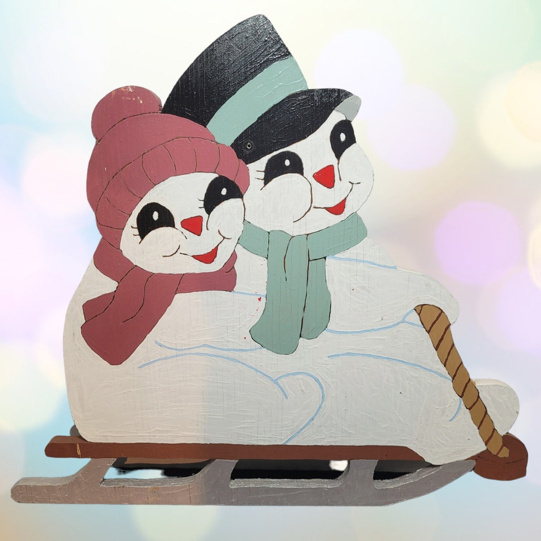 Vintage 1960s Handcrafted Hand Painted Christmas Mr. & Mrs. Frosty ...