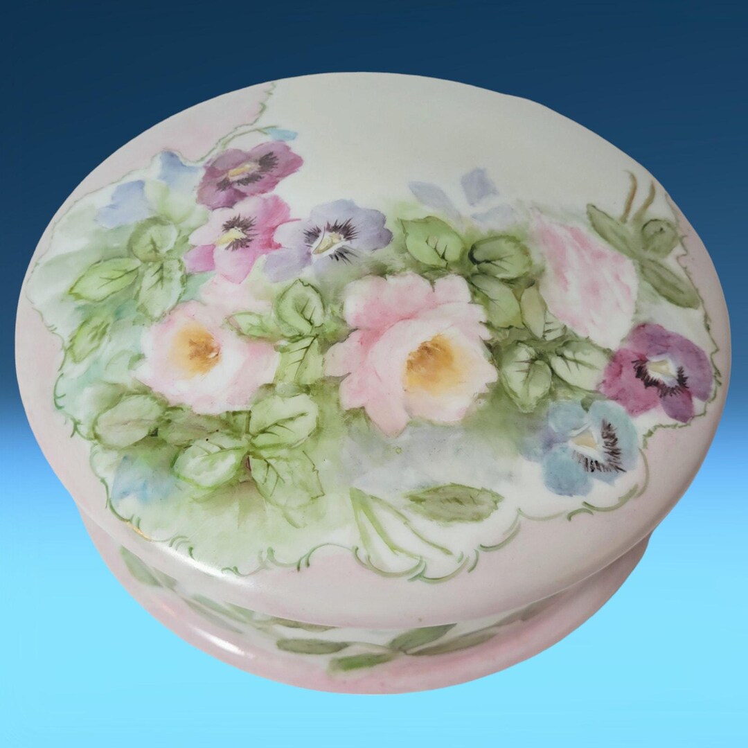 Antique Limoges Porcelain Round Trinket Dish Keepsake Holder Dresser ...
