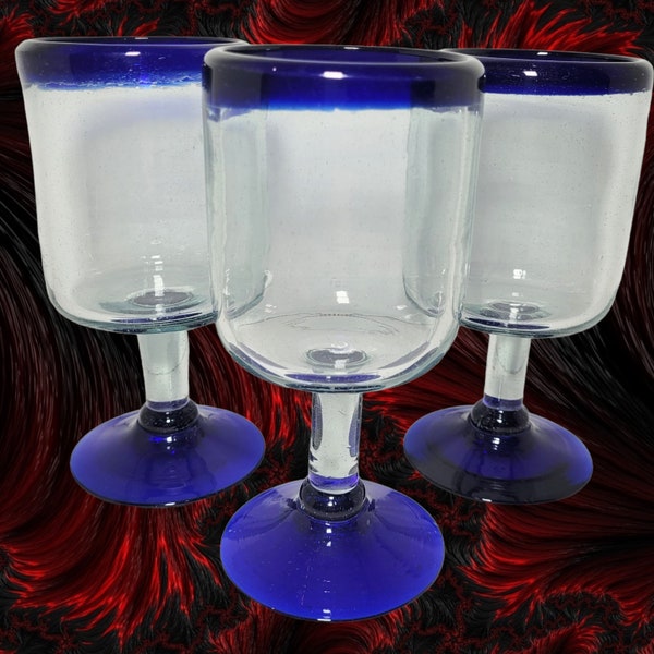 Blue Rim Mexican Glassware - Etsy