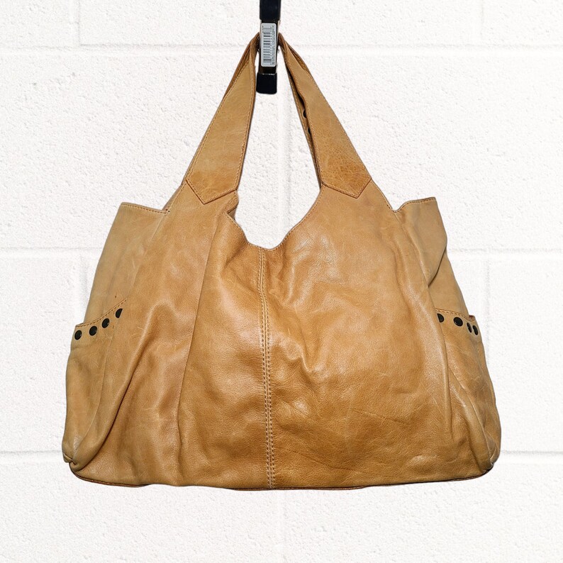 Vintage Maurizio Taiuti Studded Tan Hand Bag Purse Genuine Leather Made ...