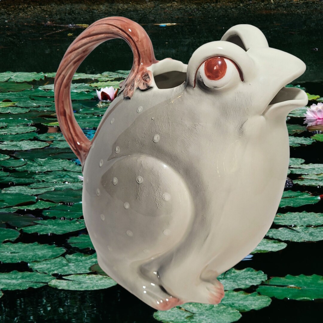 Vintage 1978 Fitz & Floyd Frog Ceramic Cream Pitcher ~ Milk Jug ~ Syrup ...