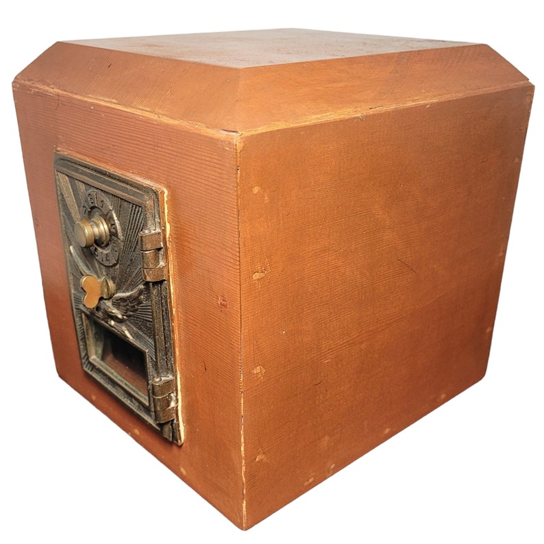 Large Antique Brass American Eagle & Wooden Post Office Box Combination ...
